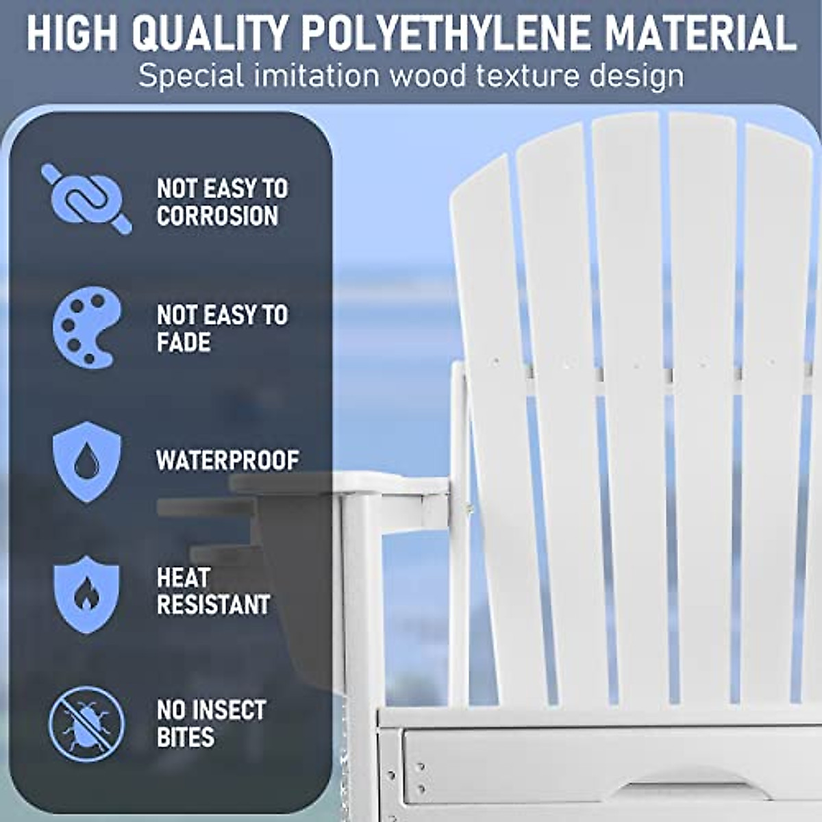 Adirondack Chair with Ottoman,Folding Adirondack Chairs,Rocking Adirondack Chair with Cup Holder,Adirondack Chairs Weather Resistant,Fire Pit Chairs,Plastic Adirondack Chairs for Adults,350 lbs