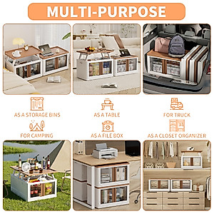 HAIXIN HOME Outdoor Storage Box with Door and Lift - 100 Qt Storage Bins with Lids, Collapsible Plastic Storage Bins for Closets, Trunk Car, Camping, Outdoor/Indoor