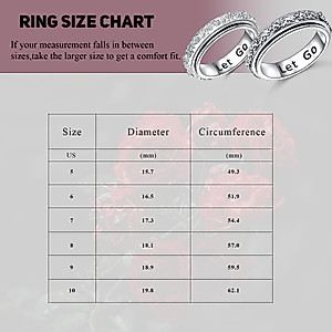 Ladytree Christian S925 Sterling Silver Spinner Ring for Anxiety Inspirational Ring Fidget Worry Relieving Boredom ADHD Autism Band for Women Size 6
