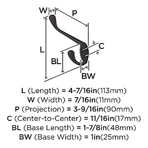 Amerock | Large Coat Hook | Wall Mount | Oil Rubbed Bronze | 1 Pack | Robe Hook | Towel Hook | Entryway Hook | Bathroom Hook