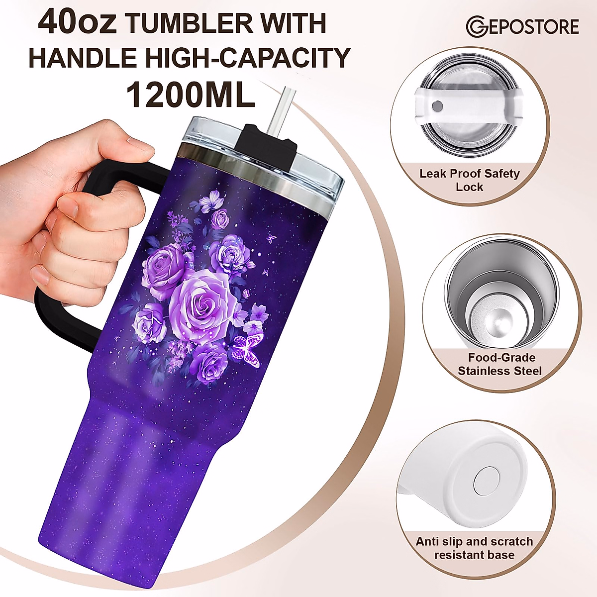 GEPOSTORE Christmas Gifts for Women Girls, Just A Girl Who Loves Donkey 40oz Tumbler with Lid, Cute Cartoon Character Tumbler, Birthday Gifts for Movie Lover