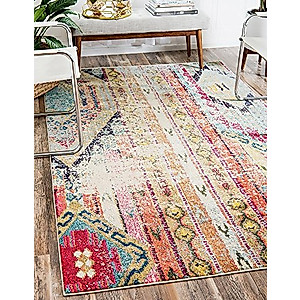 Unique Loom Sedona Collection Distressed, Southwestern, Vintage, Modern, Over-Dyed, Abstract Area Rug (5' 0 x 8' 0 Rectangular, Multi/Beige)