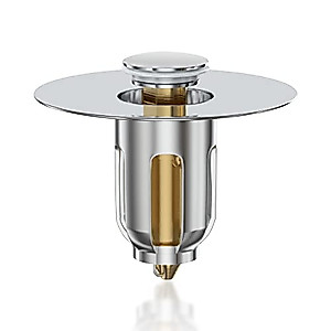 GOWIN Universal Bathroom Sink Stopper, Pop Up Sink Drain Plug for 1.02''-1.96'' Drain Holes,Bathroom Stainless Steel Sink Drain Filter with Basket (Chrome)