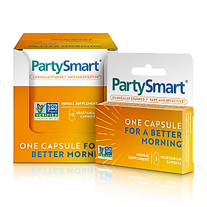 PartySmart, One Capsule for a Better Morning, 10 nights out Supply, Non-GMO, Plant-based, 250 mg, 10 capsules