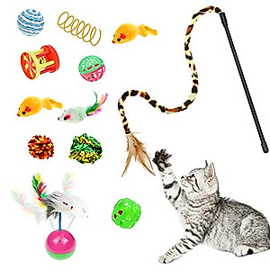 Malier Cat Toys Kitten Toys Set, Collapsible Cat Tunnels for Indoor Cats, Interactive Kitty Toys Cat Feather Toy Fluffy Mouse Crinkle Balls Cat 3 Way Tube Tunnel Toys for Cat Puppy Kitty Kitten