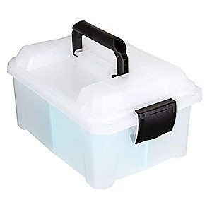 ArtBin 6817AG Sidekick Cube Carrying Case with Open Lift-Out Tray, Portable Art & Craft Organizer with Handle, [1] Plastic Storage Case, Clear