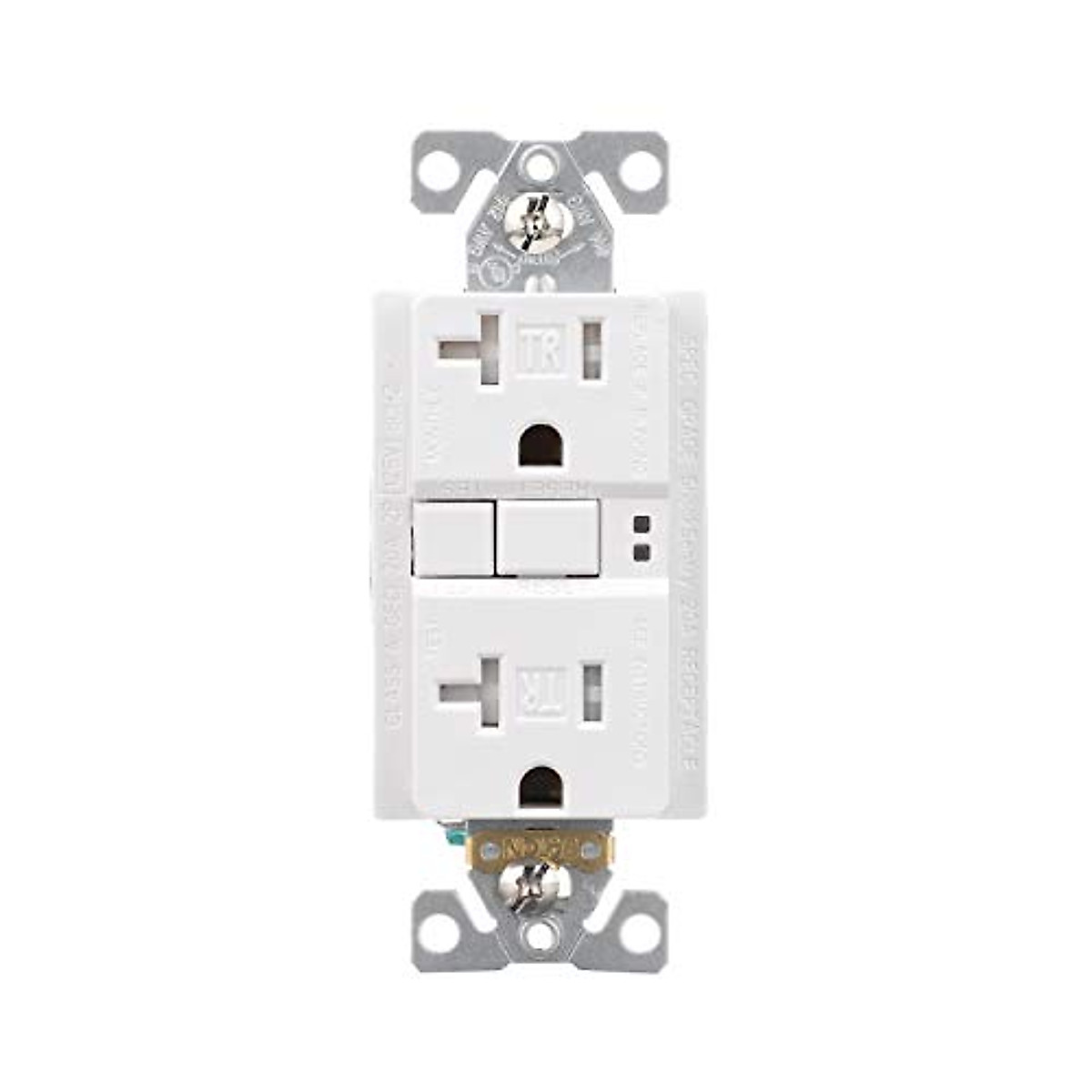 Eaton TRSGF20W Wiring GFCI Self-Test 20A -125V Tamper Resistant Duplex Receptacle with Standard Size Wallplate, White