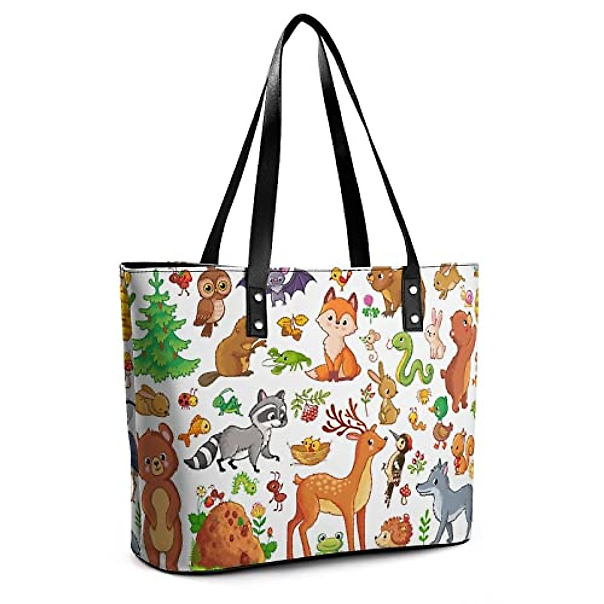 Womens Handbag Zoo Animals Leather Tote Bag Top Handle Satchel Bags For Lady