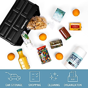 CleverMade Collapsible Storage Bin, Charcoal, 3PK - 32L (8 Gal) Stackable Storage Containers, Holds 66lbs Per Bin - Plastic Storage Bins for Organizing, Closet Storage, Garage Storage