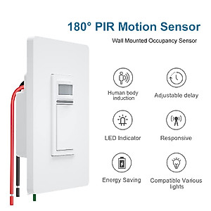 Smart Motion Sensor Light Switch, Milfra PIR Occupancy Sensor Switch Single Pole 2.4GHz Wi-Fi Light Switch Compatible with Alexa and Google Assistant (1)