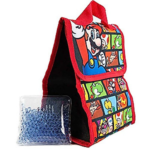 Super Mario Backpack with Lunch Box Set for Boys & Girls, 16 inch, 5 Piece Value Set