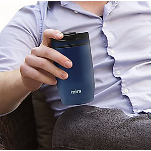 MIRA 16 oz Travel Mug, Insulated Stainless Steel Tumbler with Screw Lid, Cup Holder Friendly, Travel Coffee Cup, Insulated Coffee Mug with Lid for Coffee, Tea, Cocoa, Pink