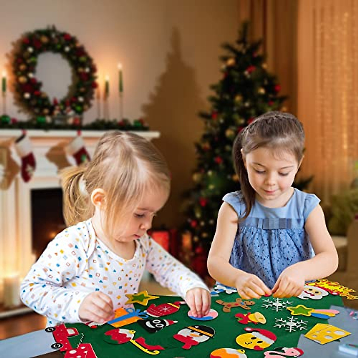 Felt Christmas Tree for Kids Wall -3D DIY Wall Christmas Tree Set with 34 Pieces of Christmas Ornament Decor, Wall Hanging Toddler Christmas Tree Decorations