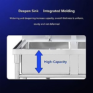 Free Standing Stainless-Steel Three Bowl Kitchen Sink,3 Compartment Restaurant Kitchen Prep & Utility Sink,Free Standing Utility Sink For Garage,Restaurant,Kitchen,Laundry Room(145cm/57in)