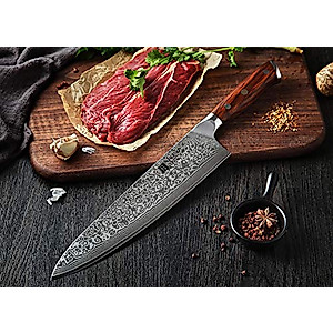 XINZUO 10 Inch Damascus Chef Knife Kitchen Knife Sharp Gyuto Knife Stainless Steel Fashion Professional Chef's Knife with Rosewood Handle