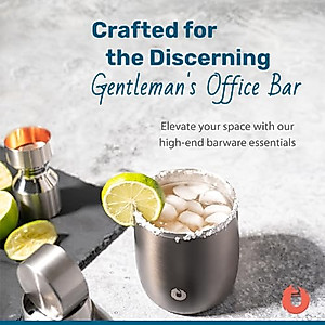 Snowfox Premium Vacuum Insulated Stainless Steel Whiskey Rocks Glass, Set of 2, Old Fashioned, Whiskey, Lowball Glasses, Elegant Home Bartending, Beverages & Cocktails Stay Cold, Black/Gold