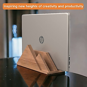 Mobashyr Wooden Dual Vertical Laptop Stand Mountain Laptop Stand Vertical with Thickness Up to 0.98" (25mm) Fits Most Laptop - MacBook pro Vertical Stand