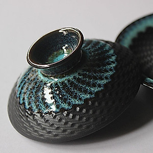 Gaolinci Kiln Glazed Ceramic Jianzhan Teacup Kung Fu Tea Cup and Saucer with Lid. 5 Oz Sancai Gaiwan