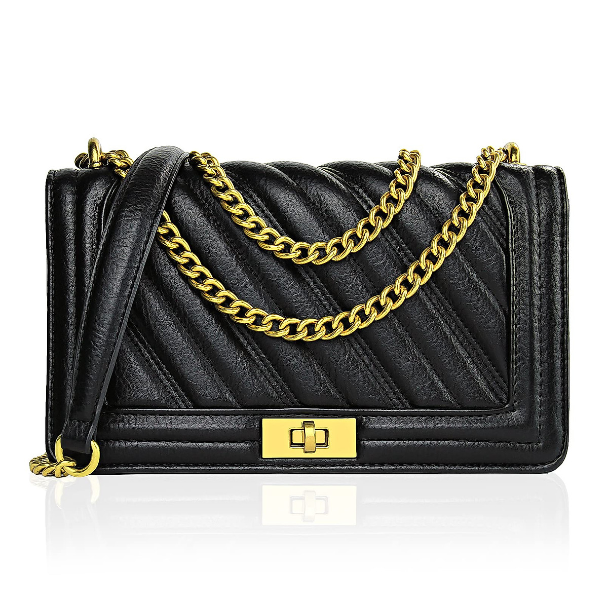 Anna&Yoyo Quilted Crossbody Bags for Women, Lightweight PU Leather Lady Shoulder Purses, Trendy Designer Shoulder Bag with Chain Strap…