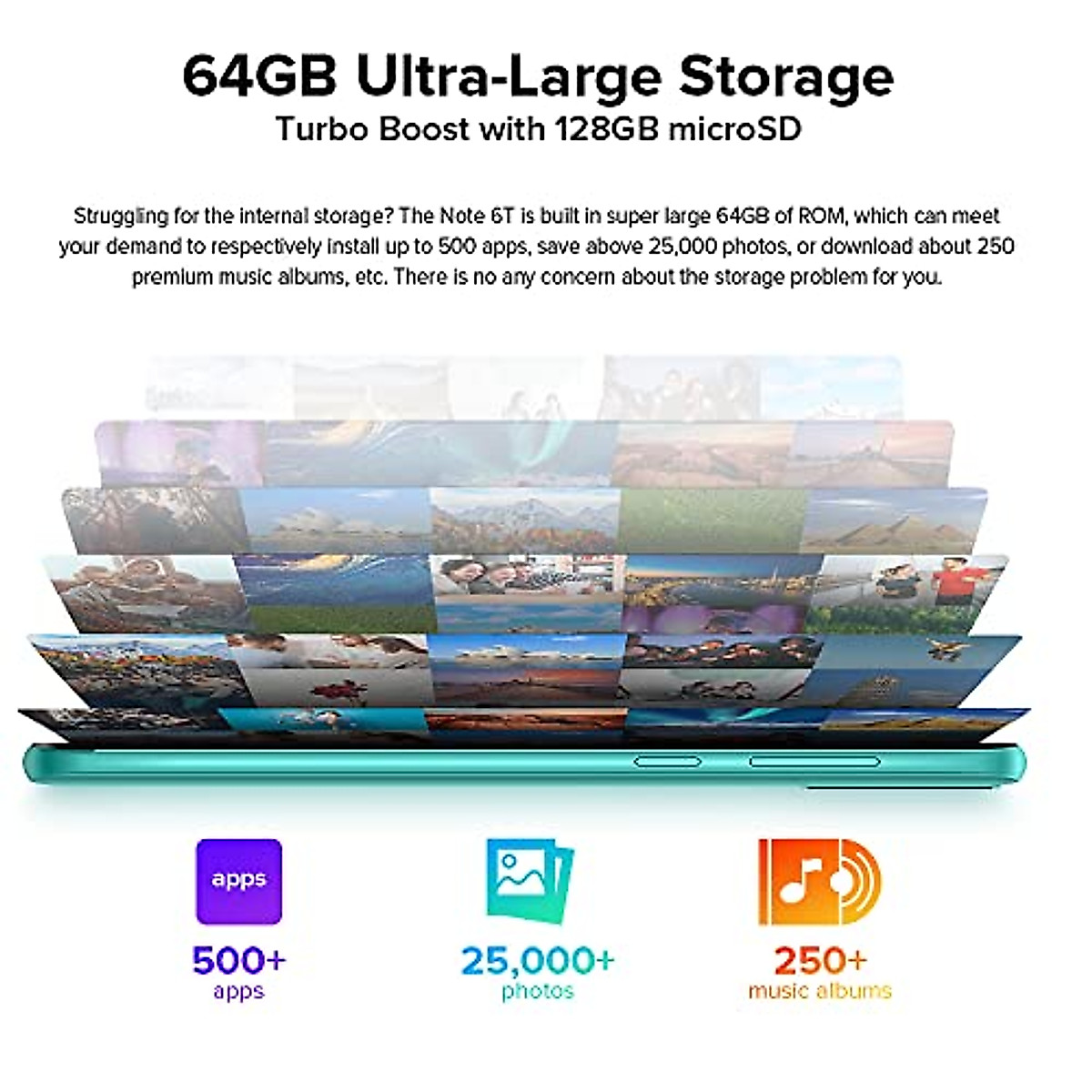 Ulefone Unlocked Smartphones, Note 6T Latest Android 12 3GB+64GB Cell Phone, 6.1" HD+ Screen, 3300mAh Battery, 13MP+5MP Dual Camera, Global Unlocked Dual SIM 4G Android Phone, GPS,FM,Face ID