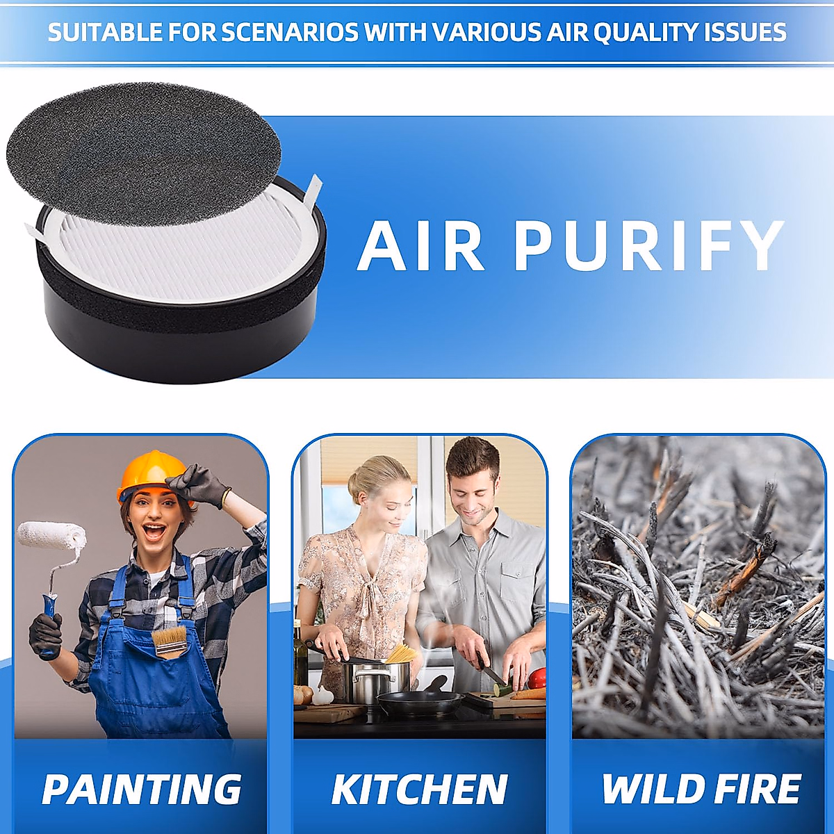 2 pack lv-h132 Replacement Filter Compatible with Levoit H132 Air Purifier,H13 True HEPA Filter,Activated Carbon Filter