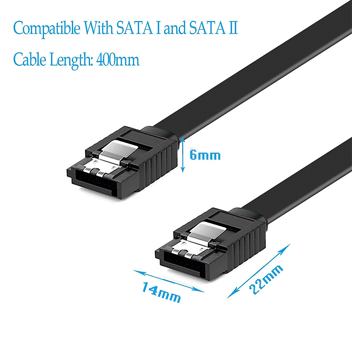 DaFuRui 12-Pack SATA III Cable，SATA III 6.0 Gbps Data Cable Straight Black with Locking Latch 16 Inches SATA Cable Pack for HDD、SSD、CD and DVD Drives