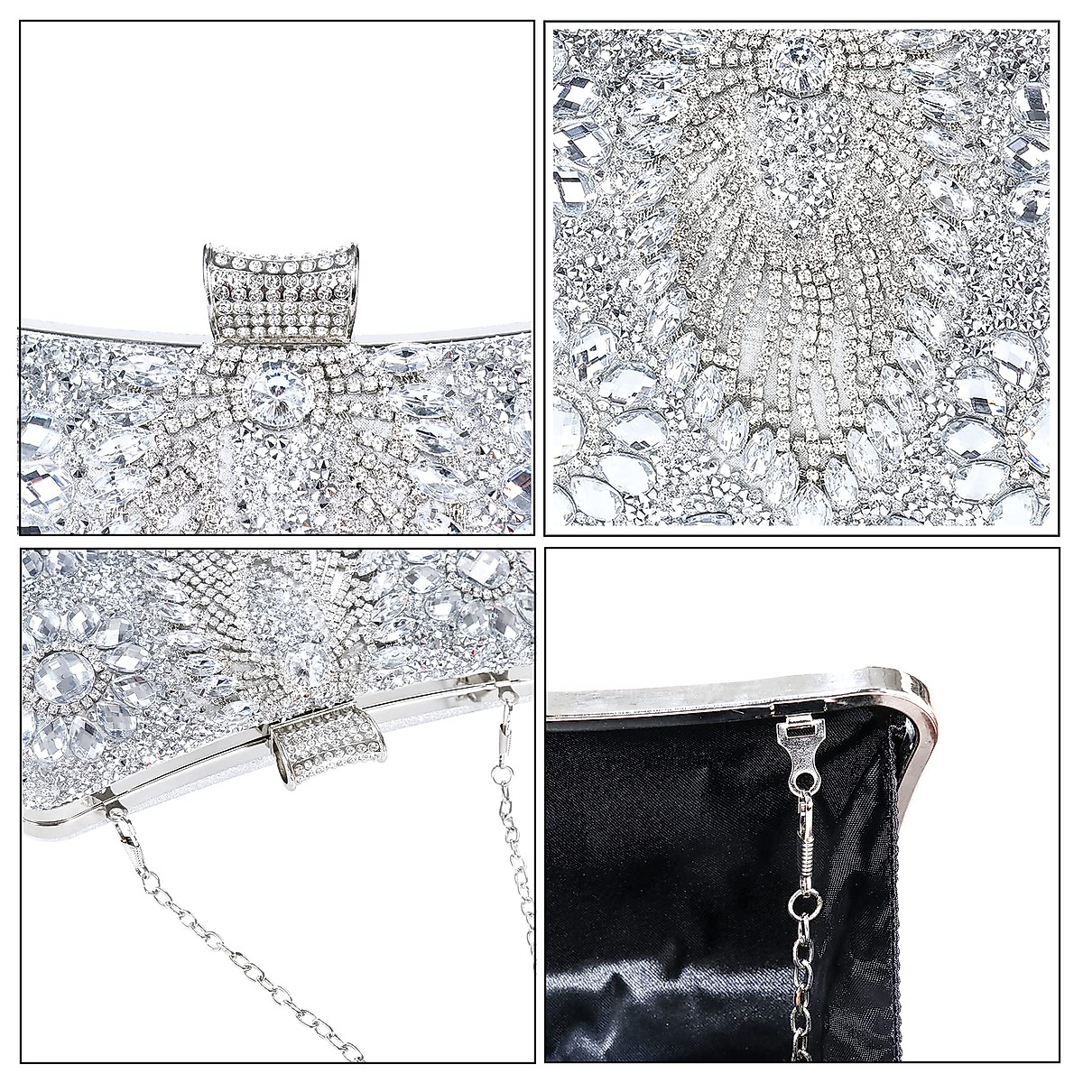 COAIMANEY Womens Sparkly Rhinestone Sequin Glitter bag Clutch Evening Handbag Shoulder Bags Purse for Wedding Party Prom