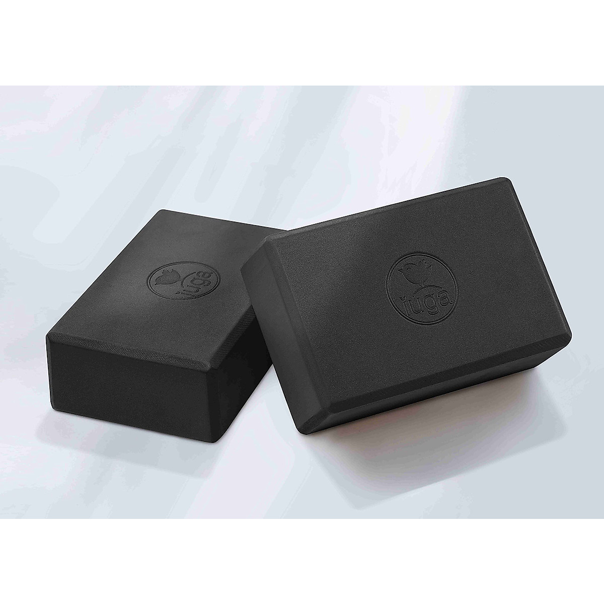 IUGA Yoga Block 2 Pack with Yoga Strap, High Density Yoga Blocks 9”x6”x3”to Improve Strength, Flexibility and Balance, Light Weight and Non-Slip Surface for Yoga, Pilates and Meditation