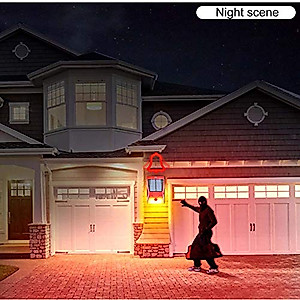 Motion Sensor Alarm Outdoor Solar Powered 8LED Strobe Light Security Alarm System PIR detect Loud Siren Alert (129dB 328ft) with Remote Control，for Home Chicken coops Farm Barn Villa Yard