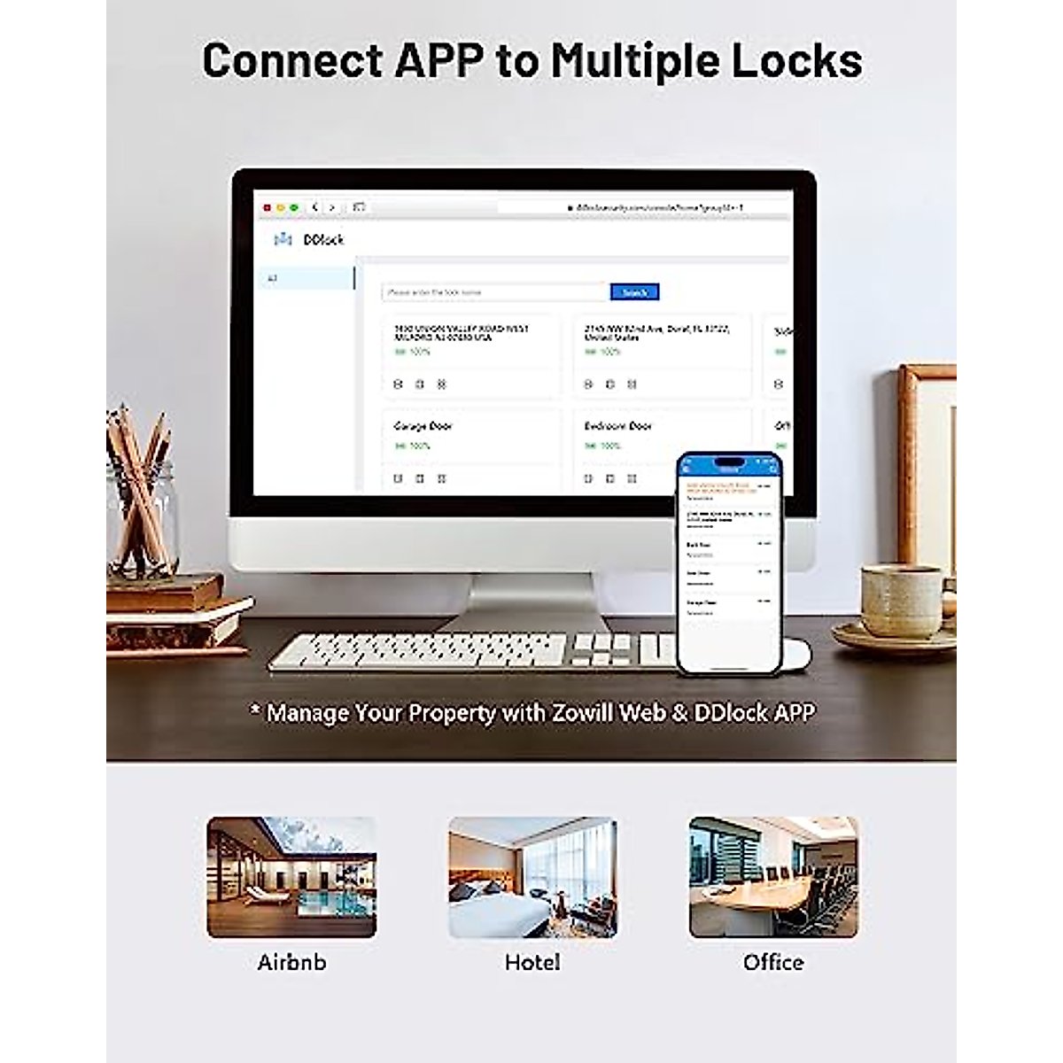 Smart Deadbolt Lock, Zowill Fingerprint Door Lock, 7-in-1 Smart Door Lock for Front Door, Keyless Entry Door Lock, Electronic Touchscreen Keypad, Door Lock with Ekey Sharing, APP Control, Auto Lock