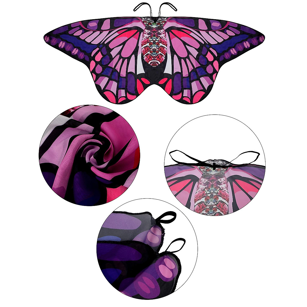 Gejoy 6 Pieces Butterfly Cloak Costume with Mask Antenna Headband for Kids Halloween Party (Colorful Style)