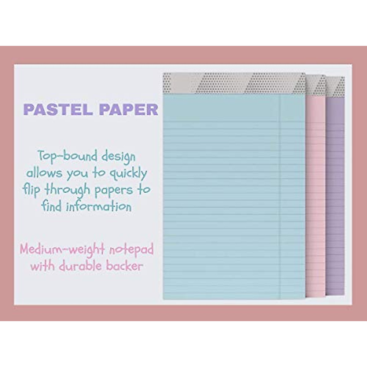 1InTheOffice Legal Pads Narrow Ruled 5x8, Narrow Ruled Note Pad, Assorted Colors, Pastel, 50 Sheets/Pad, 6 Pads/Pack