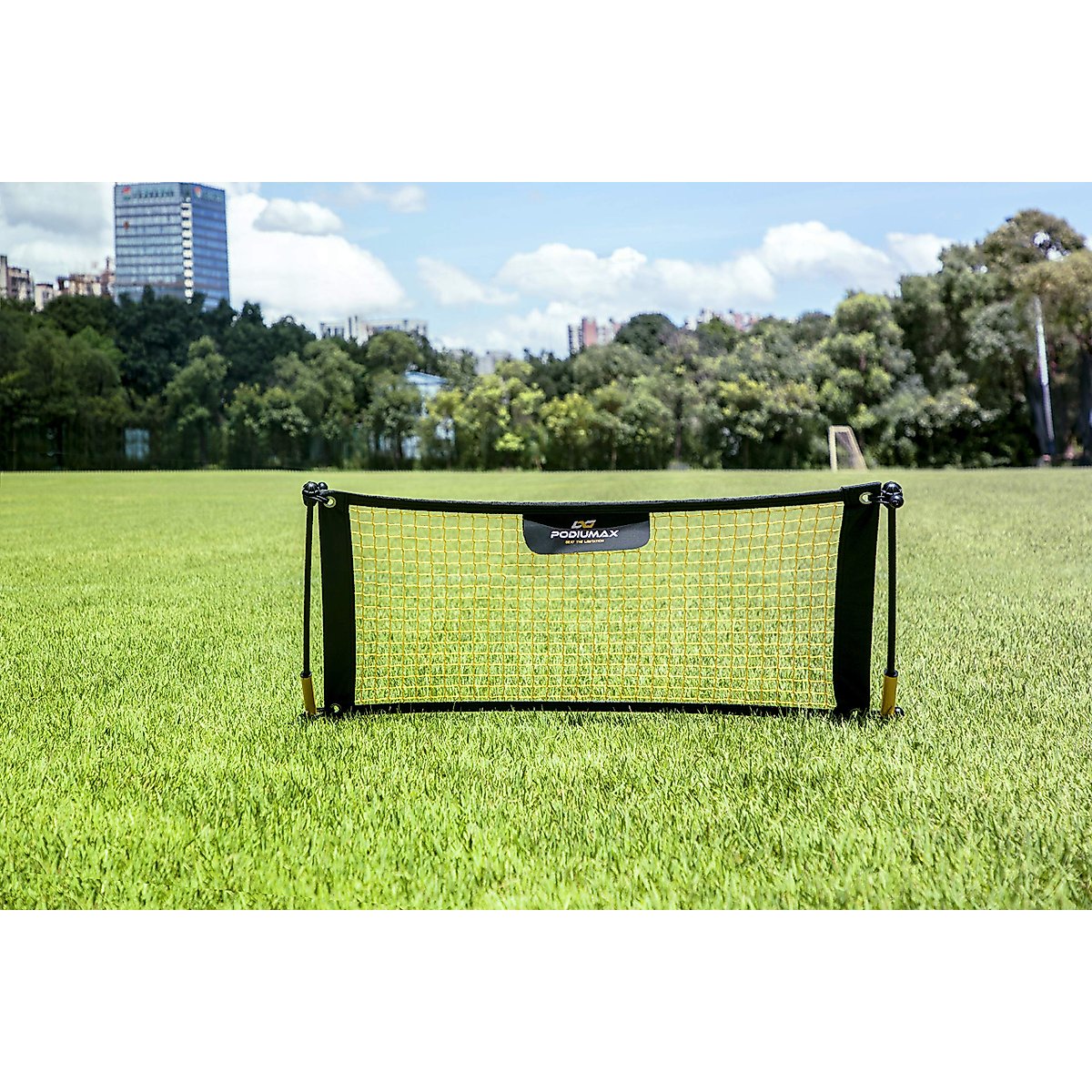 PodiuMax Solo Soccer Rebounder Net, Improve Your Ground Passing Skills, Easy to Assemble and Disassemble, Comes with Bag and Stake