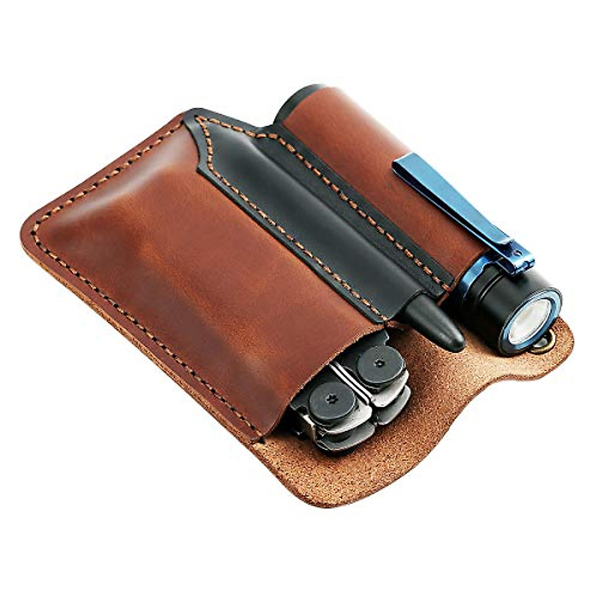 EASYANT Leather Men Pocket Organizer Leather EDC Tool Pouch Sheath Handmade Multitool Accessories