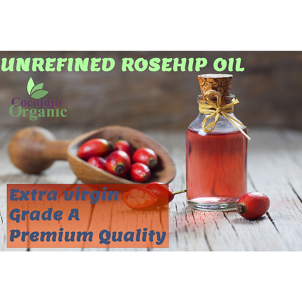 cocojojo Rosehip Oil for Face, Rose Oil for Face, Rose Hip Oil for Face, Rosehip Oil, Pure Unrefined Cold Pressed All Natural for Hair Skin Face Body Nails - 16 Oz