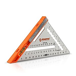 RONGPRO Multifunctional Rafter Square, 7 Inch Triangle Carpenter Square Die-cast Aluminum Alloy, Rafter Square Layout Tool - Aluminum