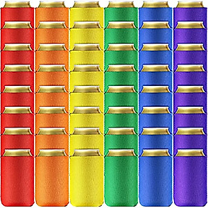 60 Packs Blank Can Cooler Sleeves Soda Can Covers Neoprene Can Sleeve Drink Insulator Sleeve Collapsible Can Coolers for Parties, Events or Weddings (Multicolor)