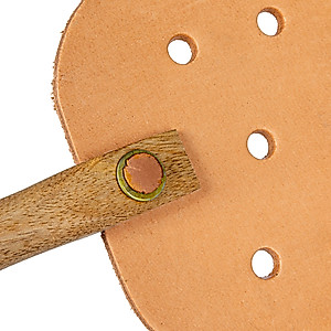 Creative Co-Op Modern Buffalo Leather Fly Swatter with Wood Handle, Natural