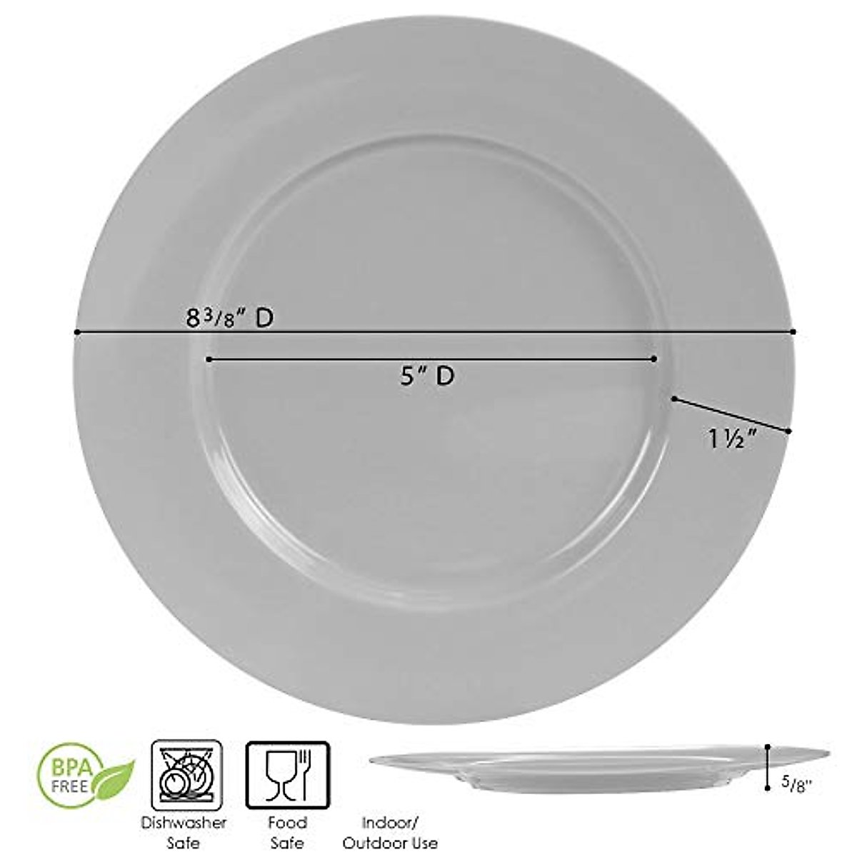 Calypso Basics by Reston Lloyd Melamine Salad Plate, Set of 6, White,72300SET