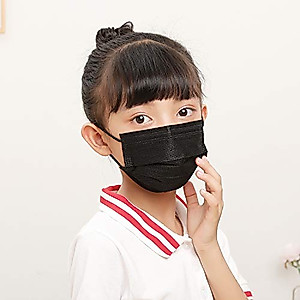 ydscsci 50Pcs Kids Disposable Face Masks 3 Layer Children Protective Face Mask for Boys Girls Indoor Outdoor, Black