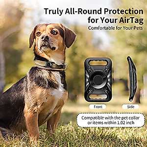 [2Pack] Waterproof Airtag Dog Collar Holder, Silicone Pet Collar Case for Apple AirTag, Anti-Lost AirTag Case Holder Compatible with Pet Collar GPS Pet Trackers for Dog Cat Backpack etc