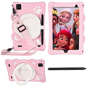Kids Tablet 8 Inch, Toddler Tablet with Stylus & WiFi & Bluetooth, Android 10, 1280 x 800 IPS Display, 2G & 32G, YouTube Netflix Google Play Store, Earphone & Case Included (Pink)