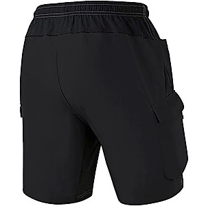 Men's Mountain Bike Shorts 3D Padded Bicycle MTB Shorts Loose-fit Lightweight MTB Cycling Shorts (All Black-M)