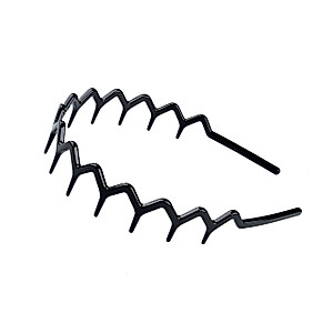 KALIYOTO Set of 2 Zig Zag Black Plastic Sharks ToothHair Comb Headband (2 Black Color)