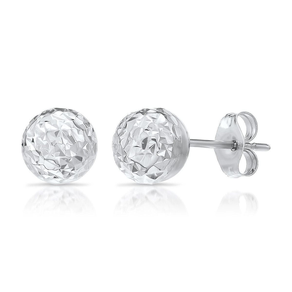 14k White Gold Diamond-cut Ball Stud Earrings (6mm)……