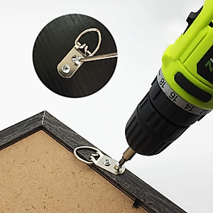 EesTeck 20 Pack D-Ring Steel Picture Hangers Heavy Duty with Screws Picture Frames Double Holes Clasp Picture Hang Solutions, for Hanging Clock Paintings Artwork Picture Frame Hook Photos Mirrors