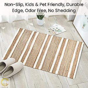 Comfy-co Area Rug 2x3 ft - Hand-woven Jute Cotton Area Rug Boho Farmhouse Rustic - Non Slip Floor Rug for Bedroom Living Room Kitchen Dorm Entryway Hallway - Area Rug Natural/White
