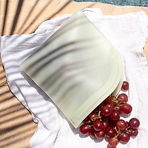 Lotus Reusable Silicone Food Storage Bags Silicone Freezer Bags-Microwave & Dishwasher Safe Reusable Storage Bags Silicone Zip Lock Bags, BPA Lead Toxin Free Sustainable Silicone Storage Bags for Food