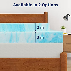 Mattress Topper, 2 Inch Gel Memory Foam Mattress Topper, Queen, CertiPUR-US Certified