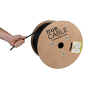 trueCABLE Cat6 Direct Burial, Shielded F/UTP, 1000ft, Waterproof, Outdoor Rated CMX, Black, 23AWG Solid Bare Copper, 550MHz, PoE++ (4PPoE), ETL Listed, Bulk Ethernet Cable